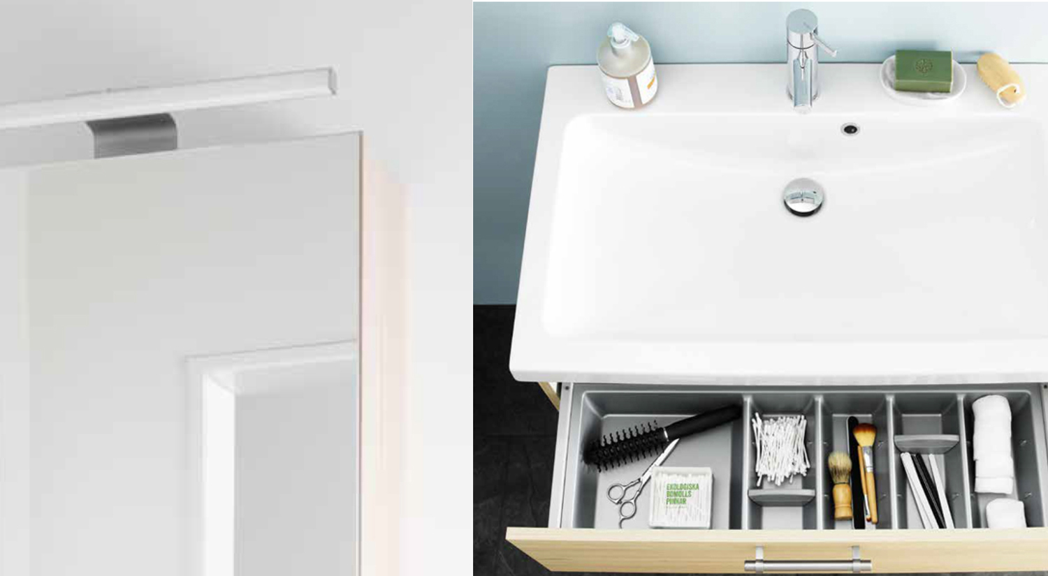 Badrumsskåp, tvättställ och spegelskåp till badrummet